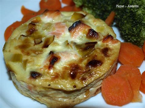 Quiche sans pâte aux poireaux et saumon frais Recettes au Companion ou