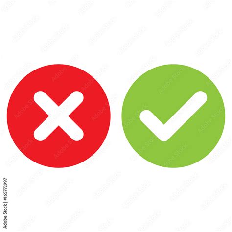Check Mark And Cross Mark Isolated Vector Stock Vector Adobe Stock