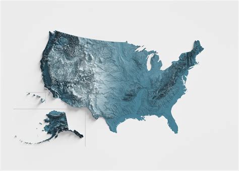 United States Shaded Relief Map Natural Topography Etsy