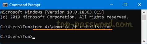 How To Export A Directory Structure In Windows 10 8 7 Password