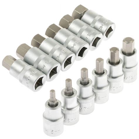 ZESTAW NASADEK HEX IMBUS 12szt 1 2 KRÓTKIE V 08067