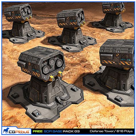 Scifi Base Defense Tower Free Pack Free D Model Cgtrader