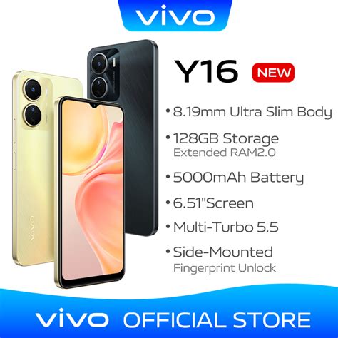 NEW Vivo Y16 Cellphone 64 128GB ROM Mobile 5000mAhBattery Gamingphone
