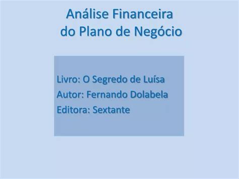 PPT Análise Financeira do Plano de Negócio PowerPoint Presentation