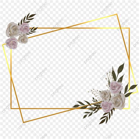 Décoration De Cadre Floral Rectangle Simple PNG Mariage Floral