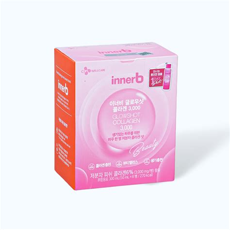 Nước uống Collagen InnerB Glowshot CJ hỗ trợ làm đẹp da Hộp 6 chai