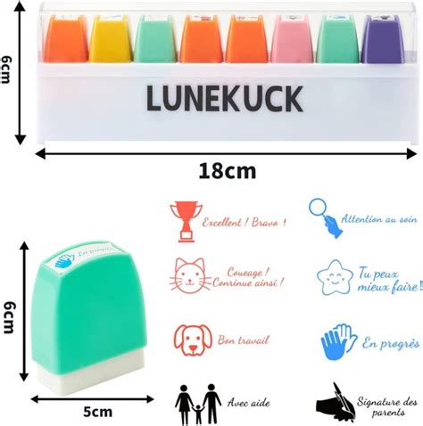 Tampons Enseignants Français Boîte de 8 Tampons pour Élèves