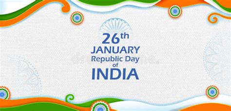 Banner Tricolor Con Bandera India Para El 26 De Enero Feliz Día De La