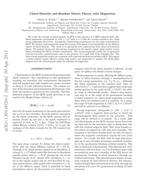 pdf chiral disorder and random matrix theory with magnetism