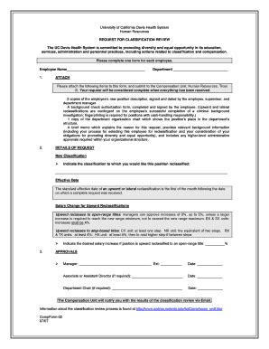 Fillable Online Ucdmc Ucdavis Classification Review Request Form July