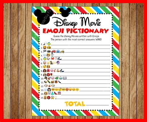 Disney Movie EMOJI Pictionary Baby Shower Game Mickey Themed Etsy