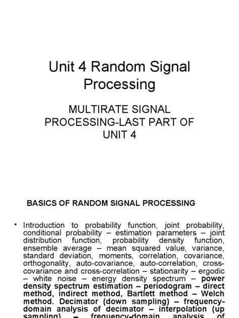 PDF Unit 4 Random Signal Processing DOKUMEN TIPS