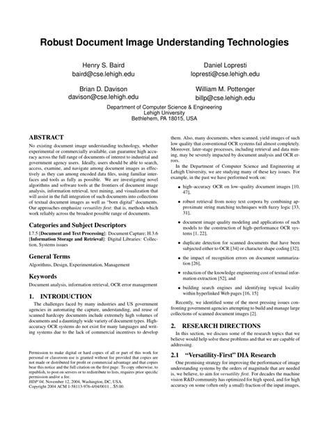 pdf robust document image understanding technologies