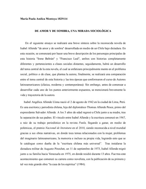 Ensayo A Latinoamericanos María Paula Andica Montoya 1829114 DE AMOR