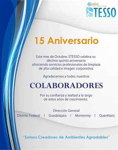 STESSO 15 Aniversario By Stesso Empresa De Limpieza Issuu