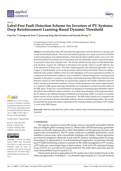 pdf label free fault detection scheme for inverters of pv systems deep reinforcement learning