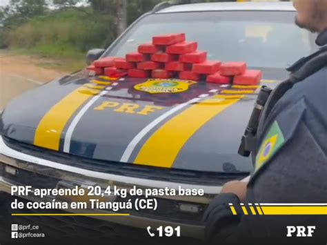 PRF apreende 20 quilos de pasta base cocaína em Tianguá CE Polícia