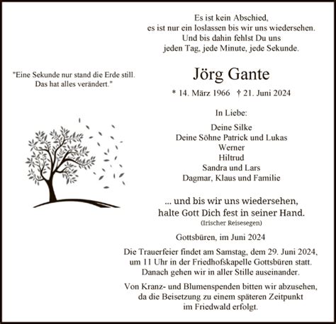 Traueranzeigen von Jörg Gante Trauer HNA de