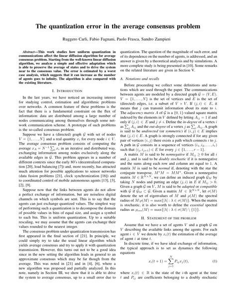 pdf the quantization error in the average consensus problem