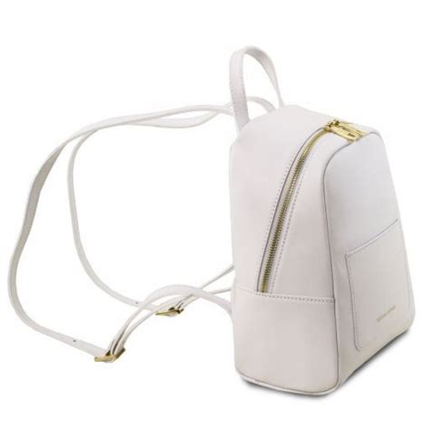 TL Bag Zaino Piccolo In Pelle Saffiano Da Donna Bianco TL141701
