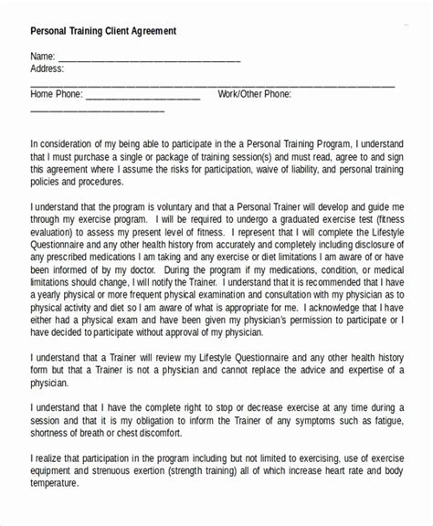 Personal Training Waiver Template
