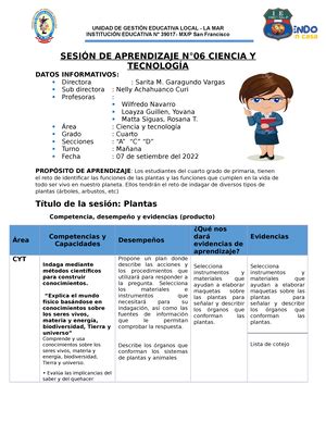 4to secundaria Prueba CTA 1 PRUEBA DE DIAGNÓSTICO DEL ÁREA DE CIENCIA
