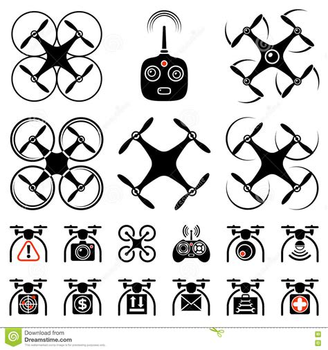 Sistema De Iconos De Los Quadrocopters Ilustración del Vector