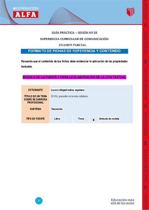 Formato PARA EL Examen Parcial Lucero Matos Cayetano P A G GUÍA