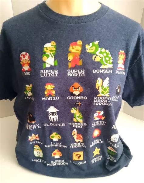 SUPER MARIO BROS Pixel Art Sprites All Characters Classic NES T Shirt