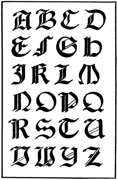 Letras góticas Caligrafía gótica abecedario en mayúsculas y