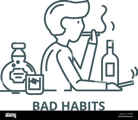 Bad Habits Line Icon Vector Bad Habits Outline Sign Concept Symbol