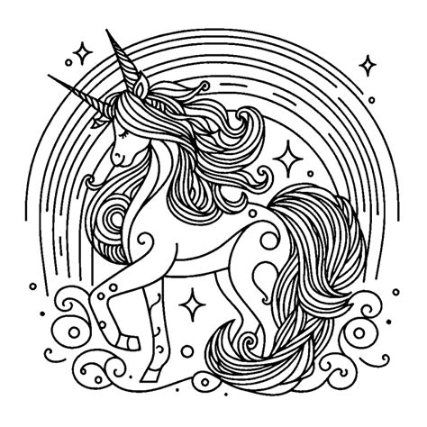 Unicorn And A Dreamy Rainbow Coloring Page Lulu Pages