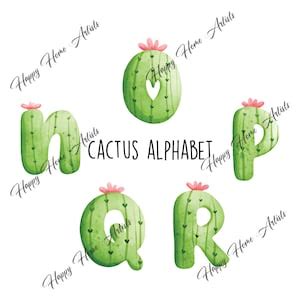 Cactus Alphabets And Numbers Clipart Cactus Alphabet Succulent Font