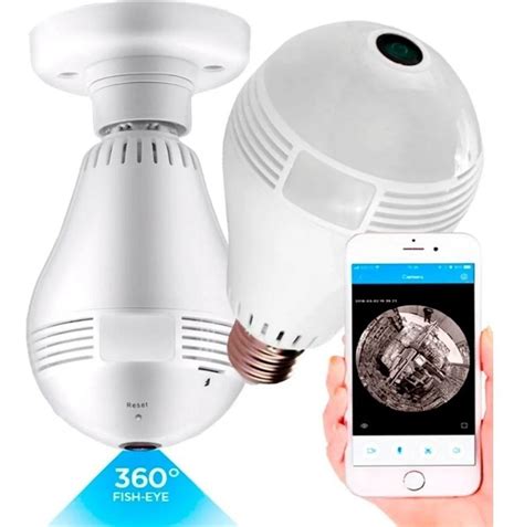 Camera Ip Seguraca Lampada Vr 360 Panoramica Espia Wifi V380