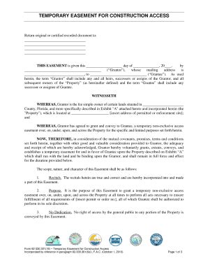 Fillable Online TEMPORARY EASEMENT FOR CONSTRUCTION ACCESS Fax Email