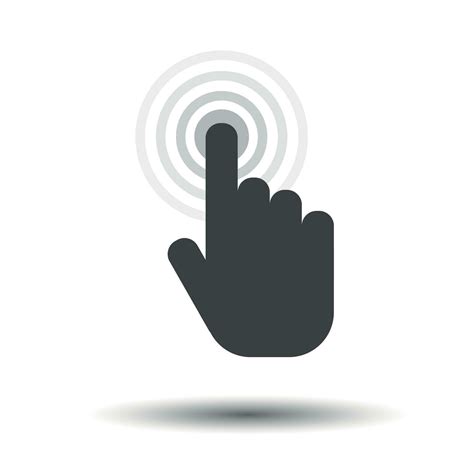 Click Hand Icon Cursor Finger Sign Flat Vector Illustration On White