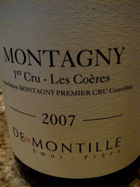 2007 Montagny 1er Cru Les Coeres Deux Montille Soeur Et Frere Food