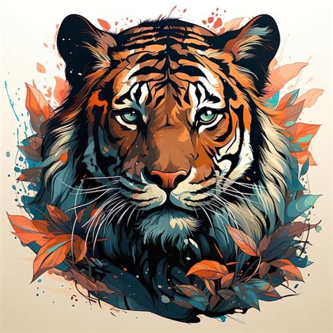 Ilustración de cabeza de tigre aislado fondo ai generado Foto Premium
