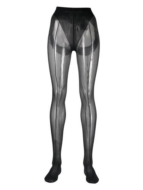 Mugler X Wolford Mesh Panelled Tights Black Farfetch Uk