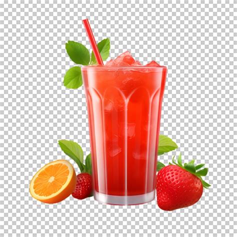 Una Taza De Jugo De Fresa Con Rodajas De Fresa Sobre Un Fondo