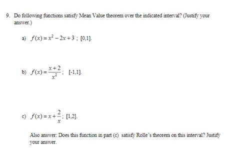 solved do following functions satisfy mean value theorem