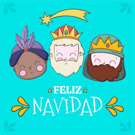 Free Vector Hand Drawn Feliz Navidad Reyes Magos Greeting Card Template