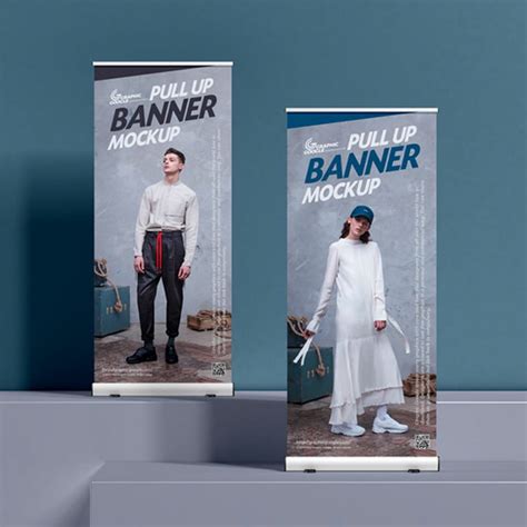 Free 3274 Inches Pull Up Banner Mockup PSD CSS Author