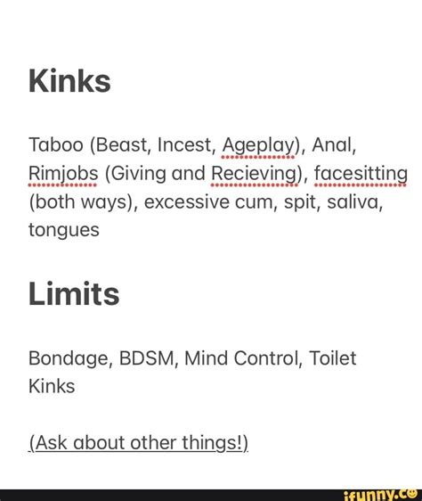 Kinks Taboo Beast Incest Ageplay Anal Rimjobs Giving And