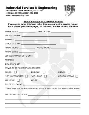 Fillable Online SERVICE REQUEST FORM FOR FAXING If You Prefer To Fax