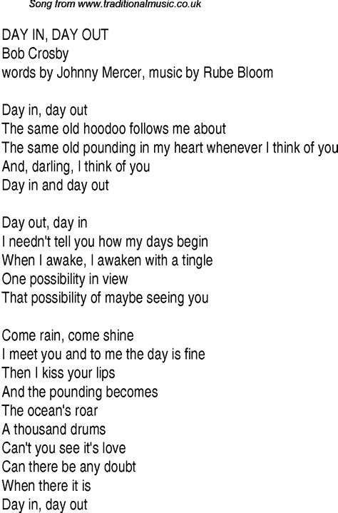 Top Songs 1939 Music Charts Lyrics For Day In Day Out