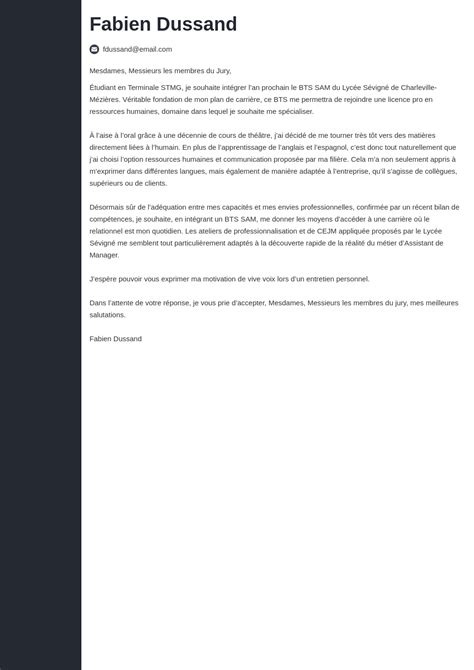 Lettre De Motivation Bts Sam