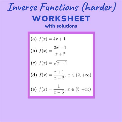 free inverse function worksheet download free inverse function worksheet png images free