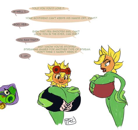 Rule 34 English Text Green Shadow Pvz Hyper Hyper Breasts Large Breasts Miss Sunflower