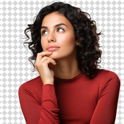 Bella Mujer Pensante Aislada En Un Fondo Transparente En Formato De